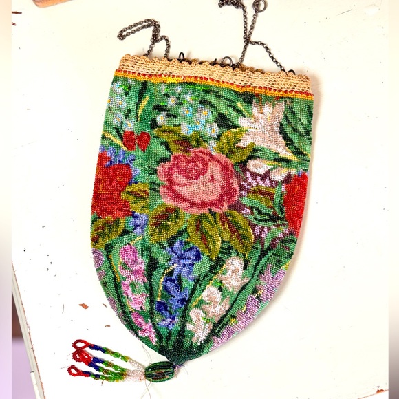 Antique | Bags | Antique Micro Beaded Floral Victorian Ornate 89s Purse ...